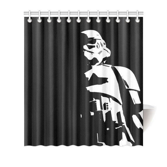 8 Sizes Tall Dark Stormy Stormtrooper Shower Curtain Star Wars Inspired Home Bathroom Decor Black and White Personalization Option Etsy UK