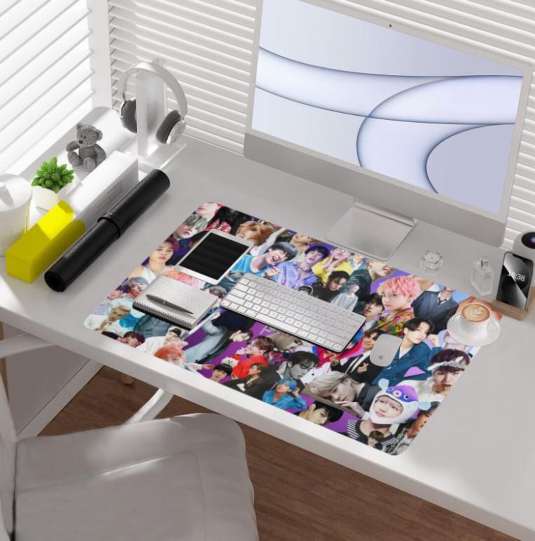Gray BTS Collage Print Extra Large Rectangle Mousepad 23.6" X 13.8 ...