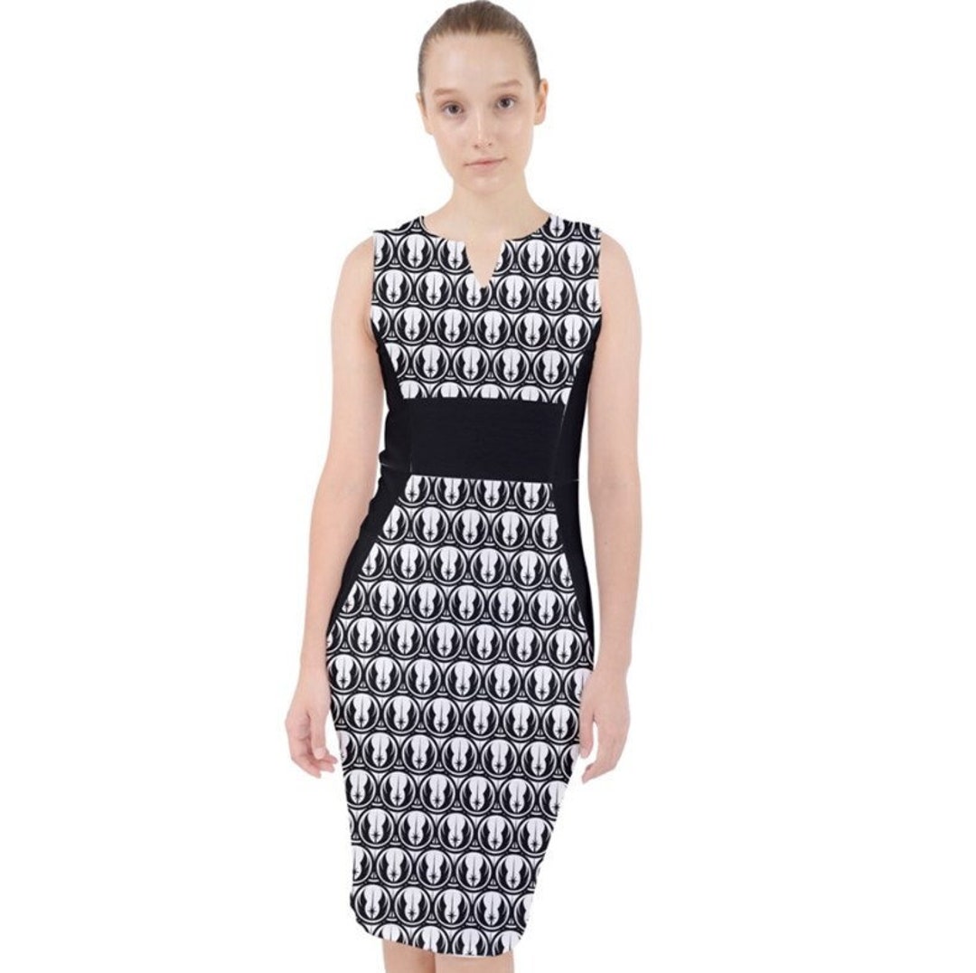 Jedi Symbol Print Midi Dress Star Wars Inspired Women's Fashion Bodycon ...