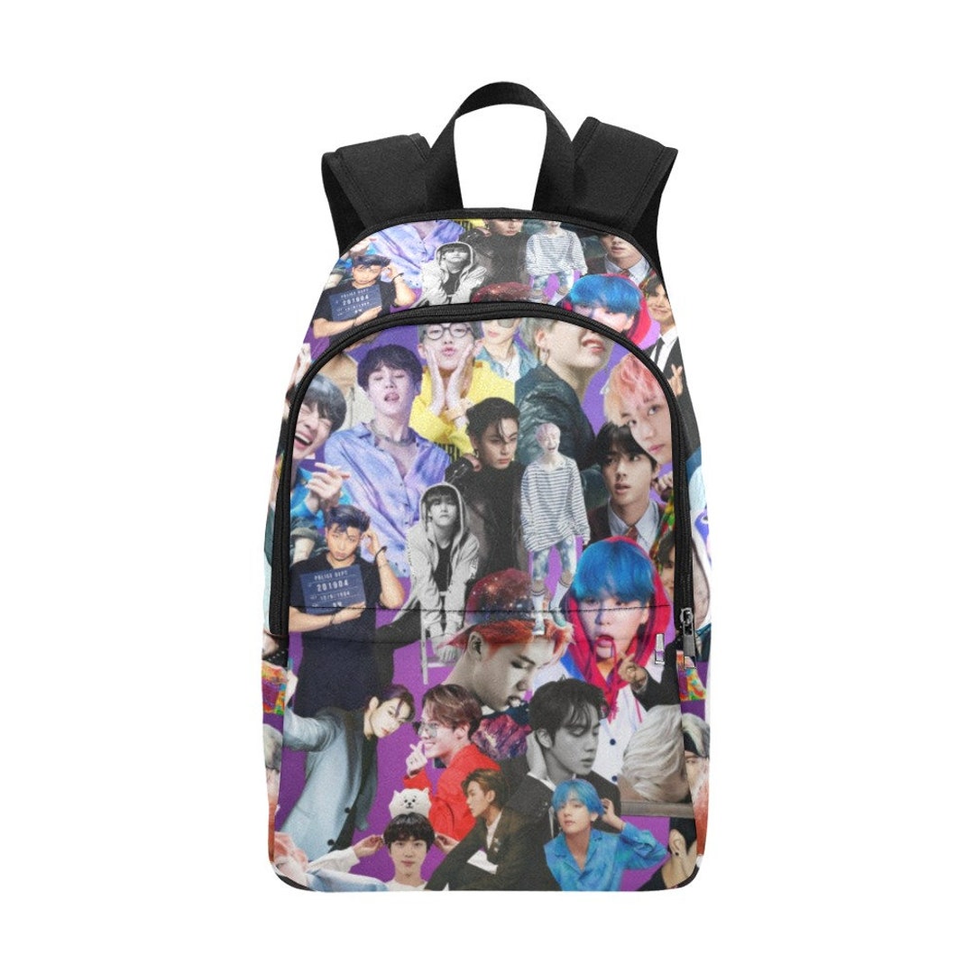 Purple BTS Collage Print Fabric Backpack K-pop Inspired School ...
