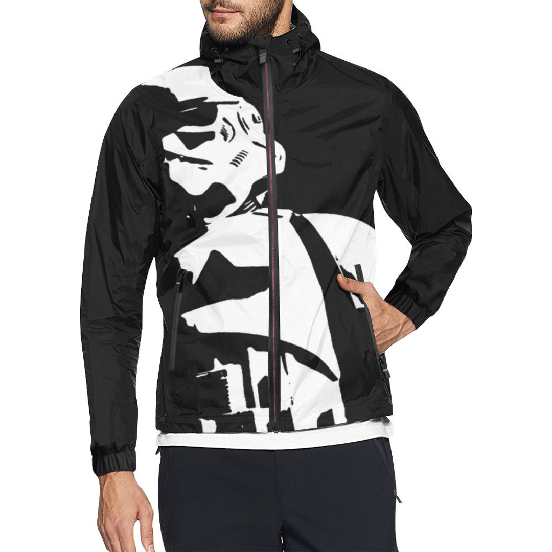 Tall Dark & Stormy Men's Stormtrooper Hooded Windbreaker - Black and ...