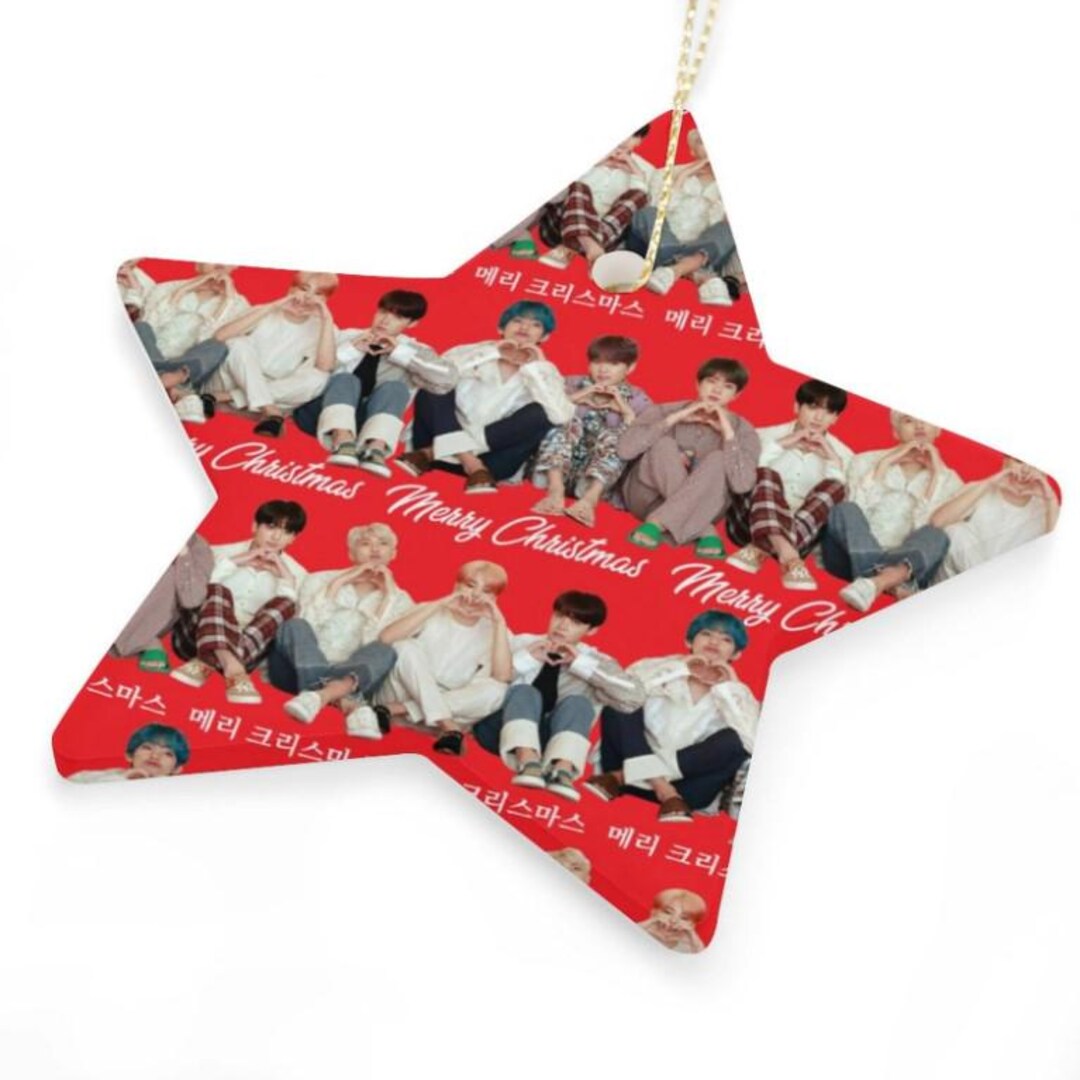 BTS Christmas Stripes Star Shaped Ceramic Tree Ornament - K-pop ...