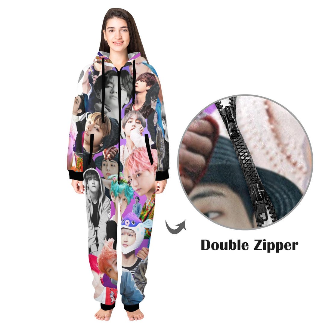 BTS Bias Collage Unisex Adult One Piece Onesie Pajamas - K-pop Inspired ...