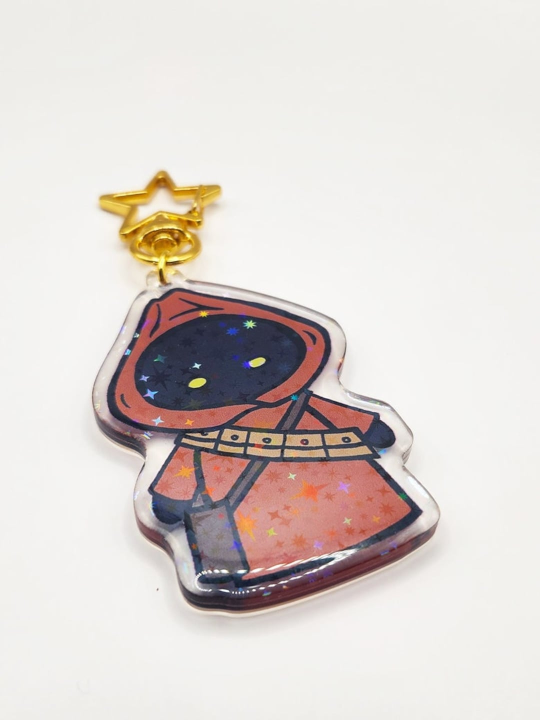 Chibi Jawa Sparkly Acrylic Keychain With Gold Star-shaped Key Ring - 3 ...