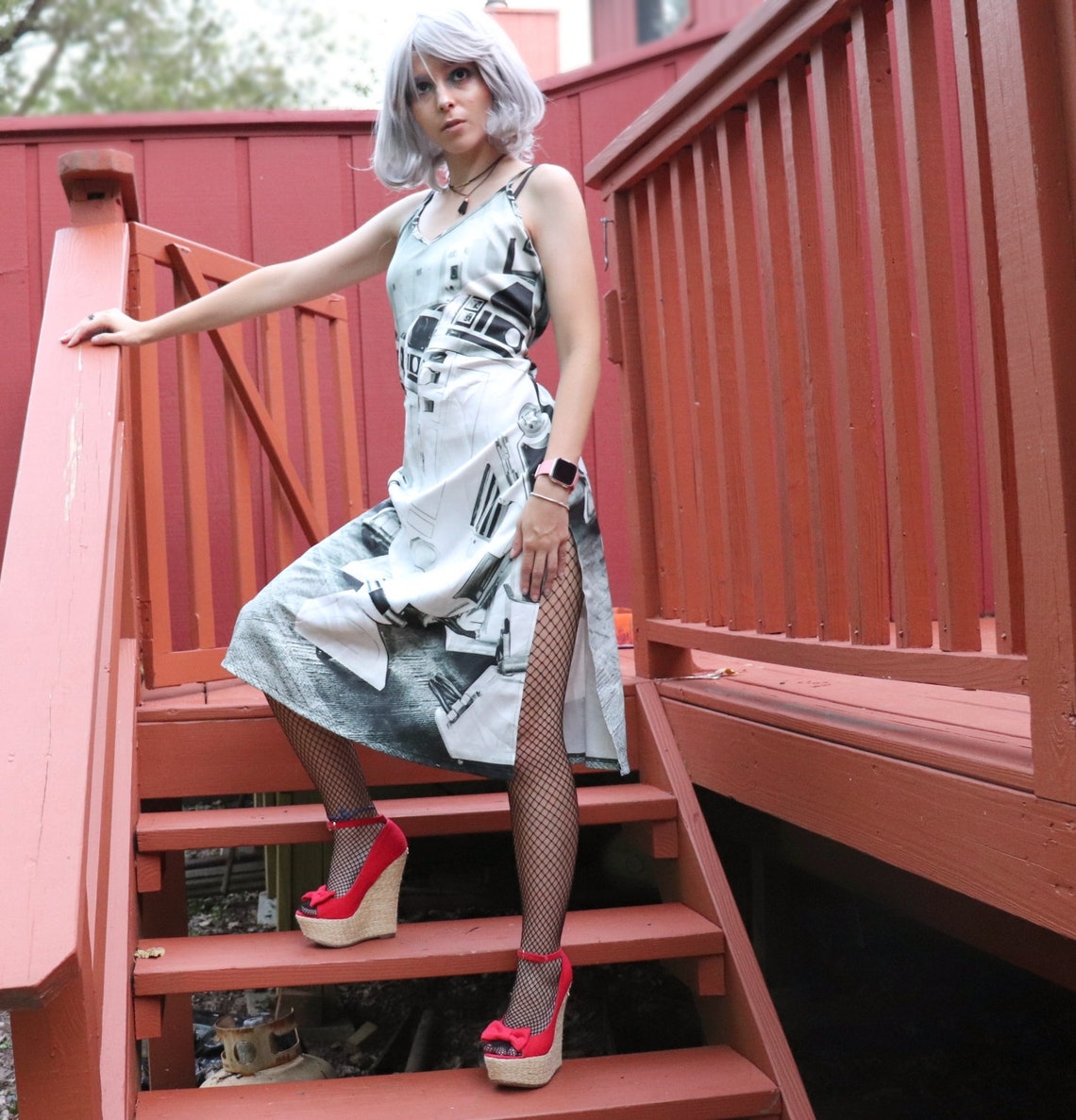 Droid Line R2-D2 & Friends Black and White V-neck Slip Dress | Etsy