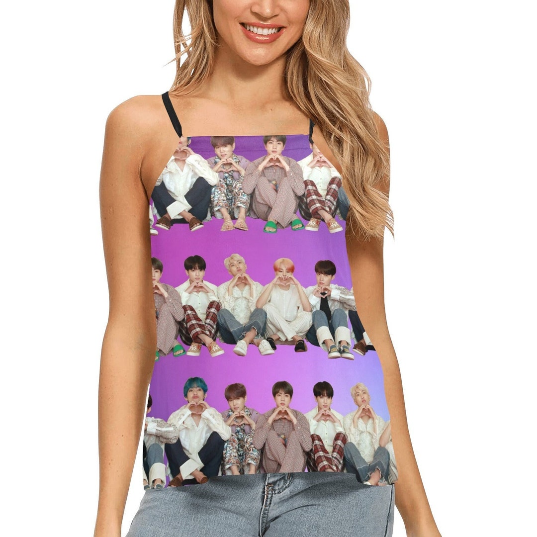 BTS Stripes Loose Fit Halter Neck Top - Tie Back - K-pop Inspired ...