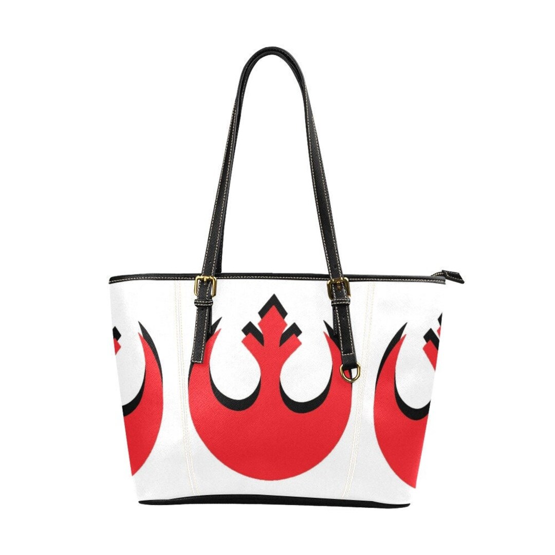 2 Sizes Rebel Starbird Symbol Leather Tote Bag W/ Black Trim Shoulder ...