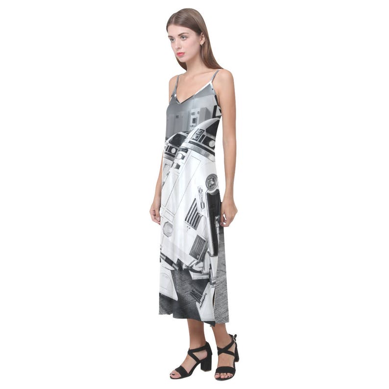 Droid Line R2-D2 & Friends Black and White V-neck Slip Dress | Etsy