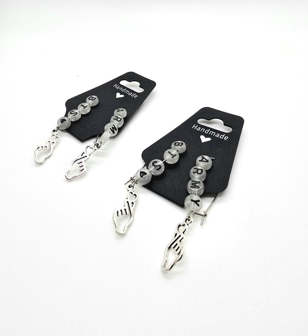 Glow in the Dark BTS & ARMY Letter Beads and K-pop Finger Heart Dangle ...