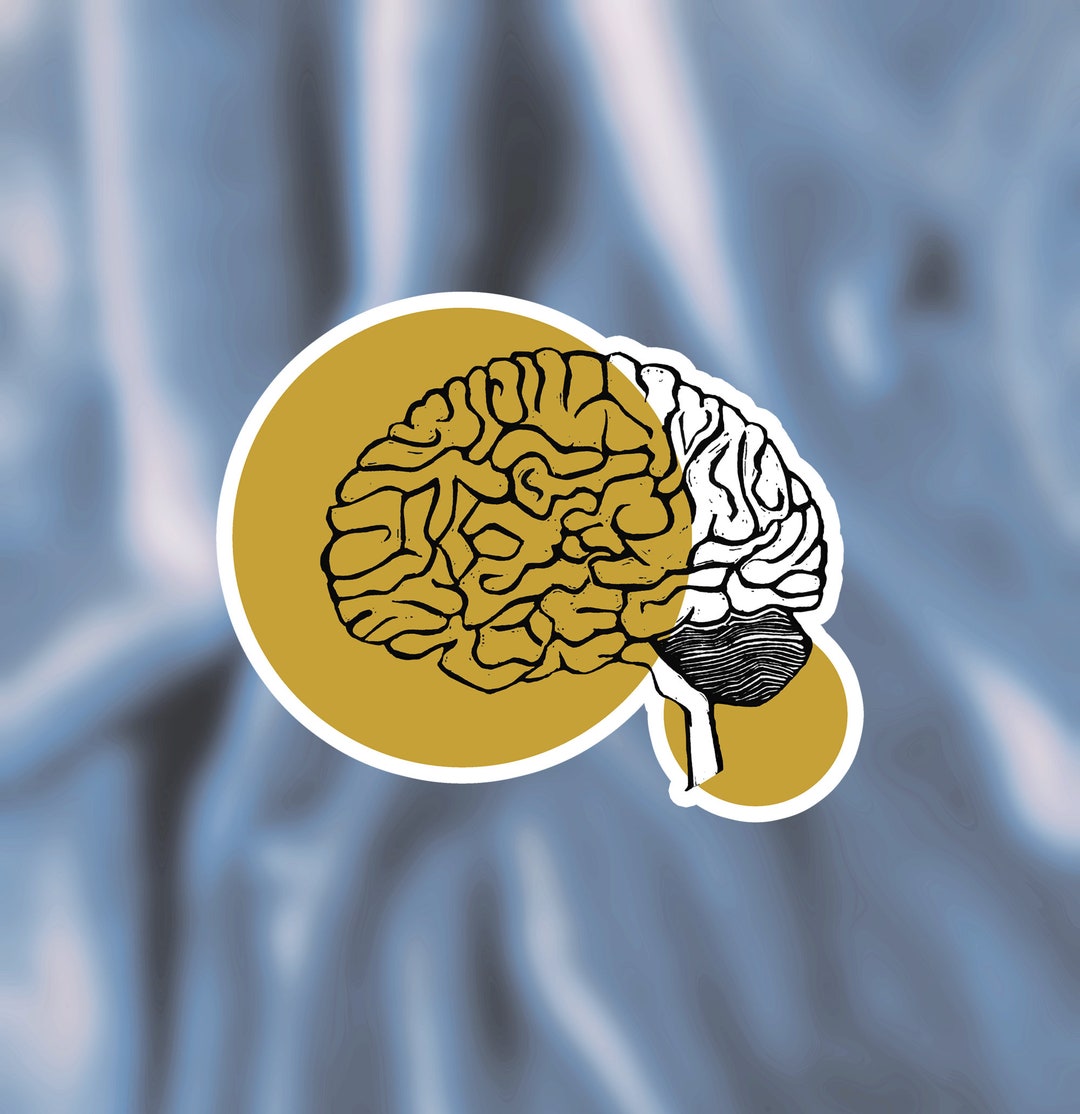 Brain Sticker | Mustard Yellow | Laptop Sticker | Water Bottle Sticker ...