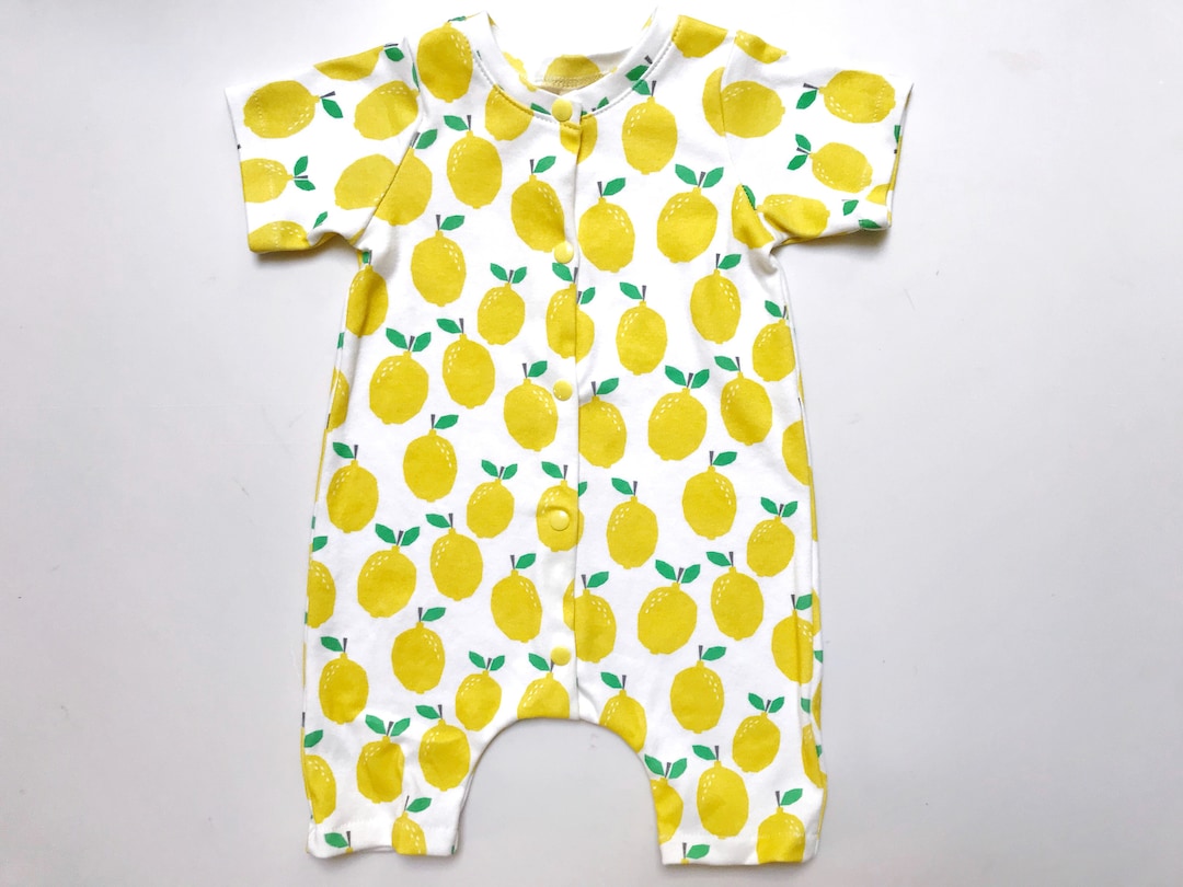 Gender Neutral Baby Clothing, Organic Baby Harem Romper in Lemons Print ...