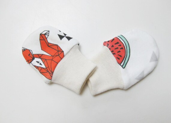 Organic Cotton Newborn Scratch Mitts Reversible Mittens - Etsy