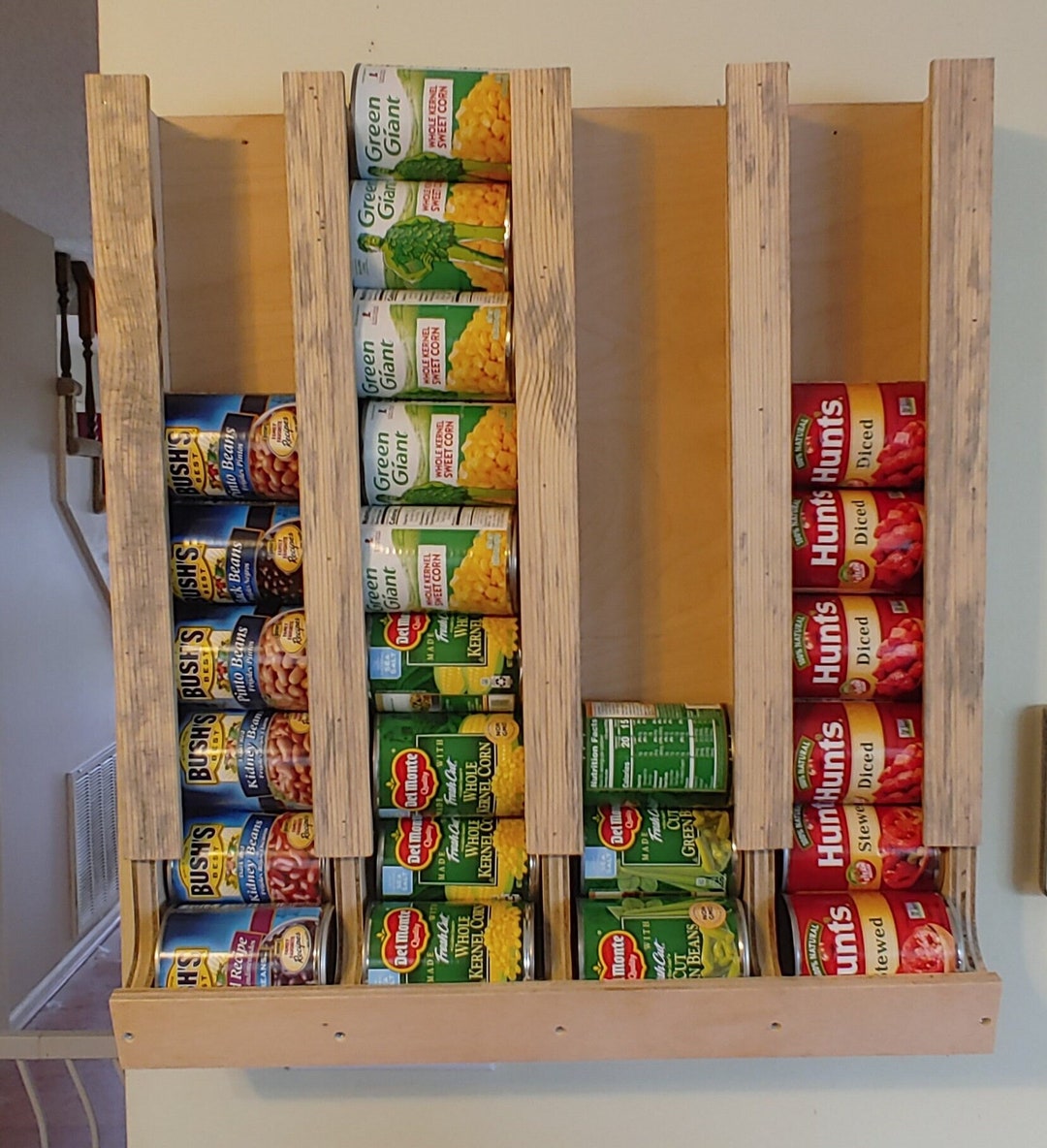 4 Row 36 Can Food Wall Storage Rack - Etsy