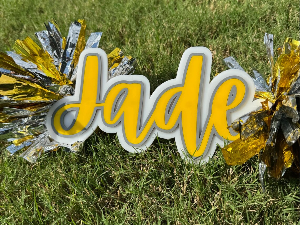 Custom Acrylic Cheer Sign With Pom Poms: Personalized Spirit Stick - Etsy