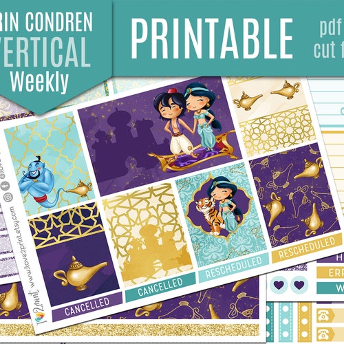 Aladdin Weekly Printable Planner Stickers Erin Condren - Etsy