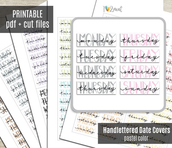 Week Headers Hand-lettered Planner Stickers PASTEL Week | Etsy