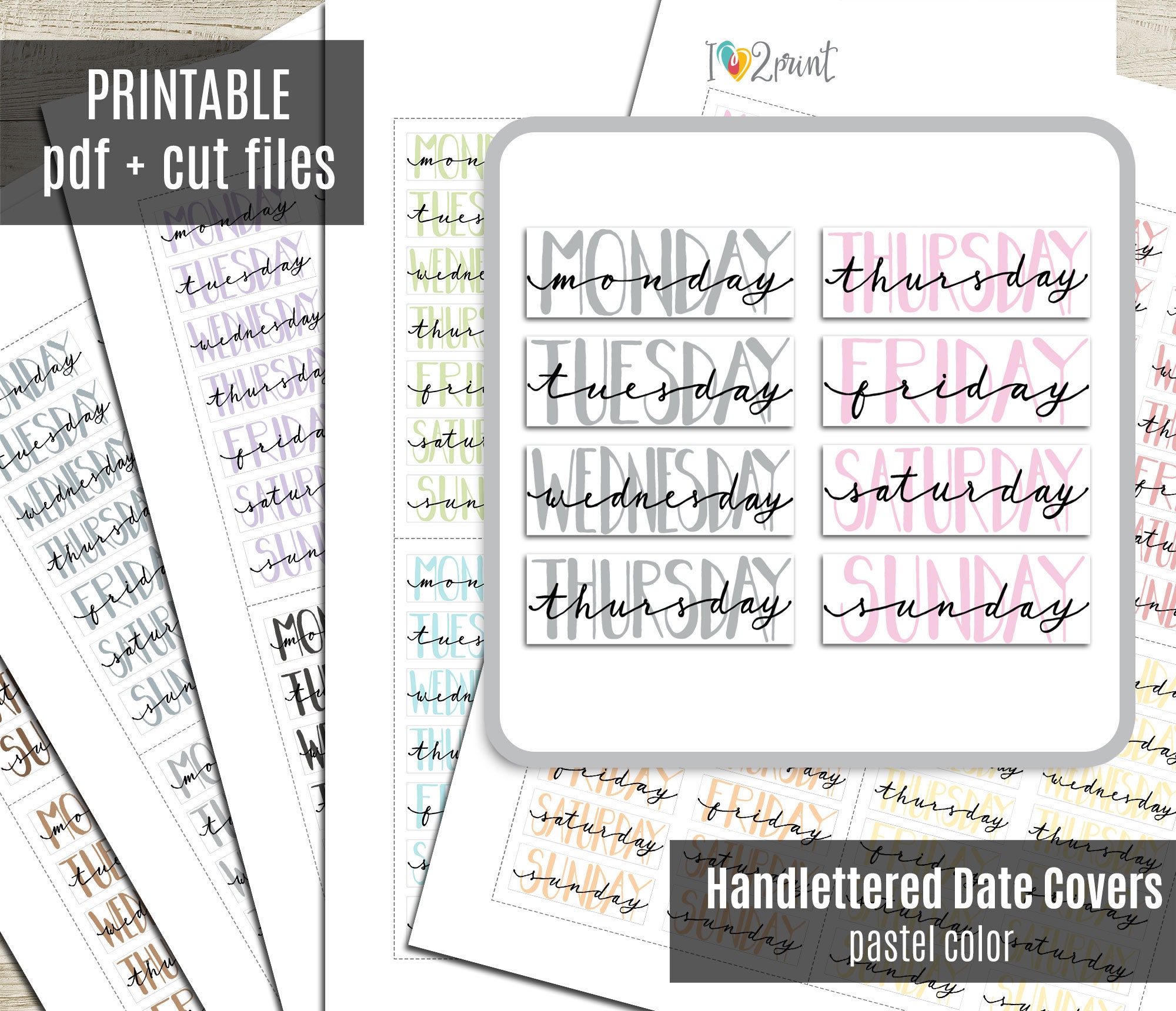 Week Headers Hand-lettered Planner Stickers PASTEL Week | Etsy
