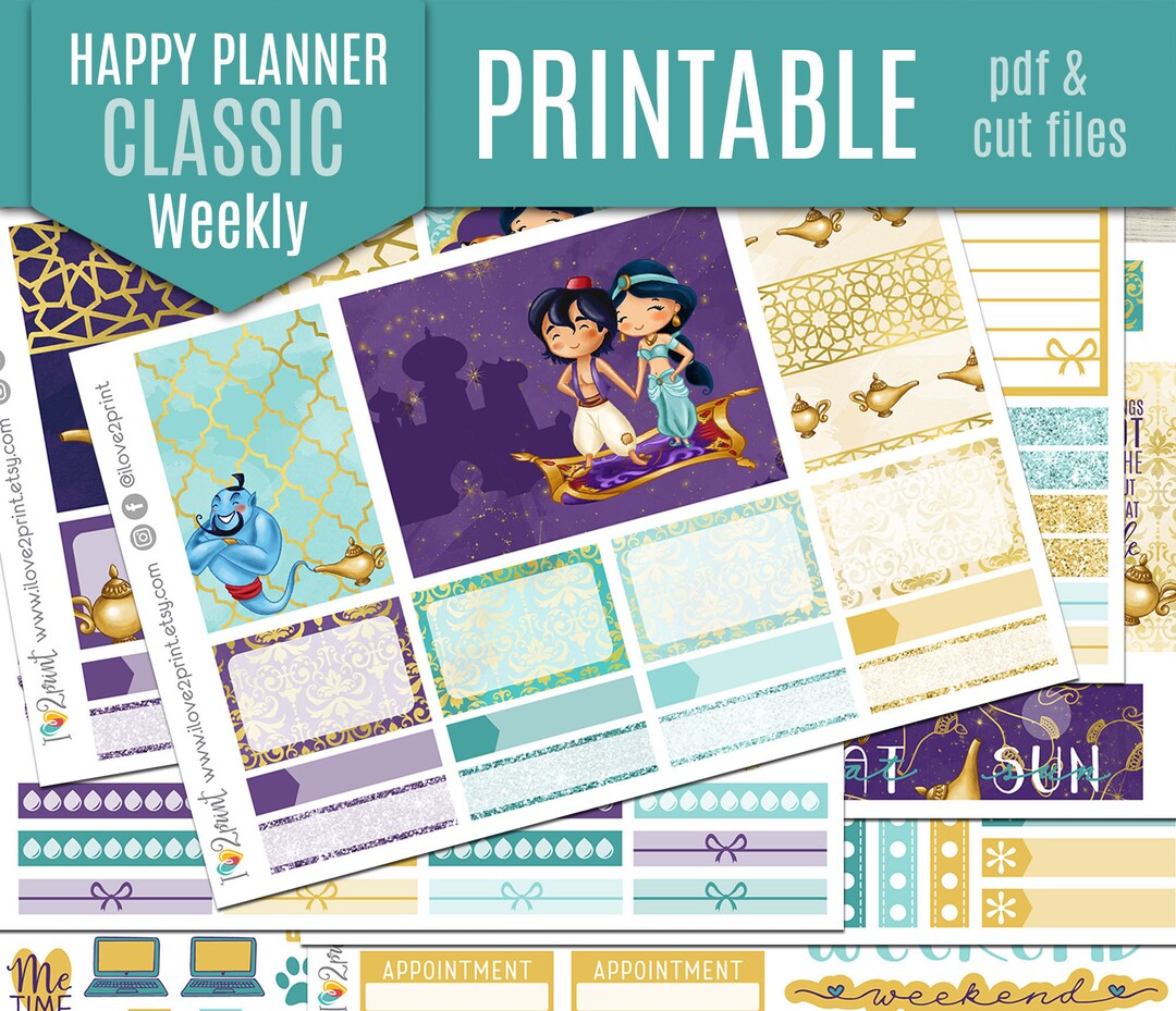 Aladdin Weekly Printable Planner Stickers Happy Planner Printable ...
