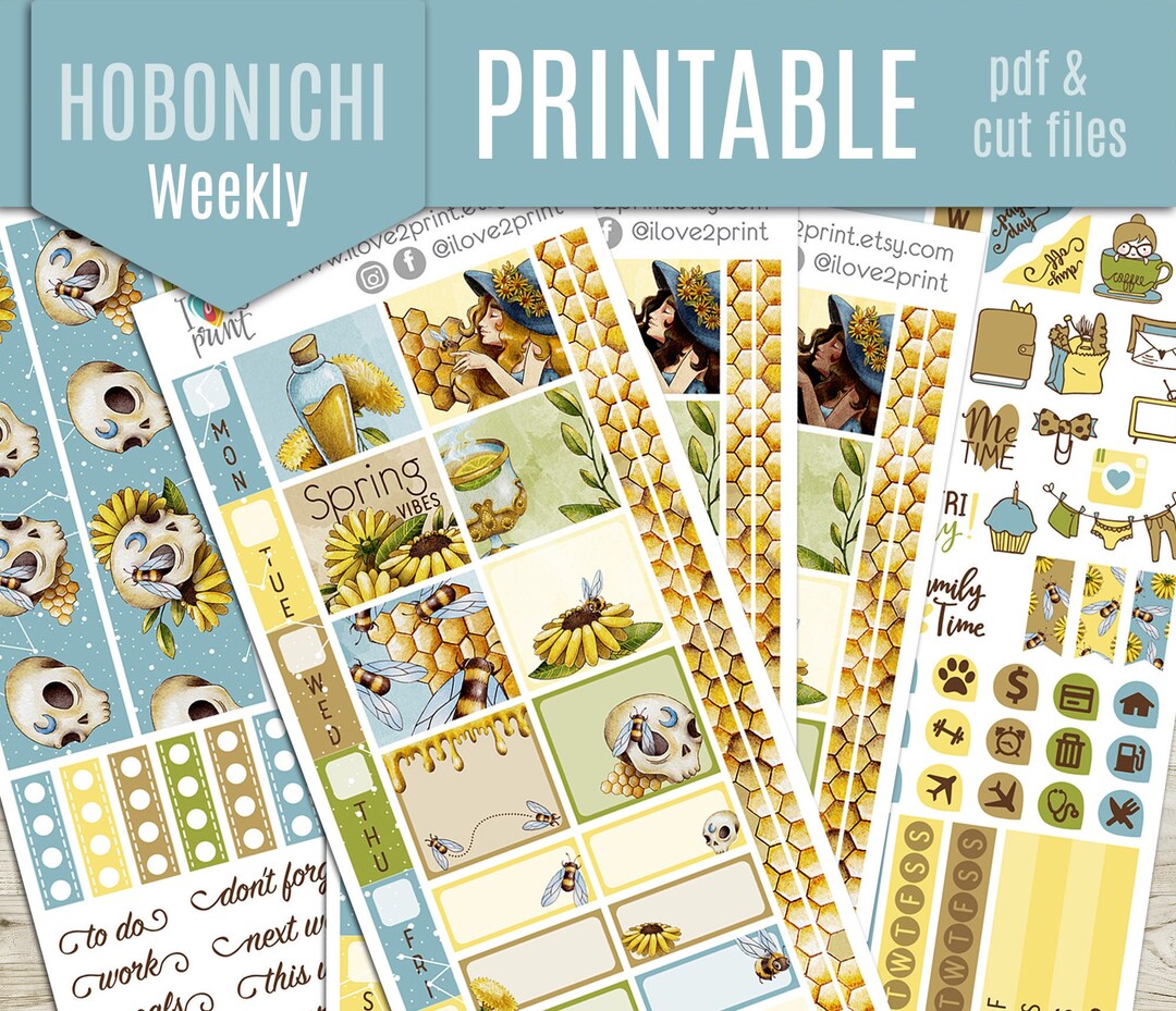Spring Witch Hobonichi Weeks Printable Planner Stickers Honey Bee Hobo ...
