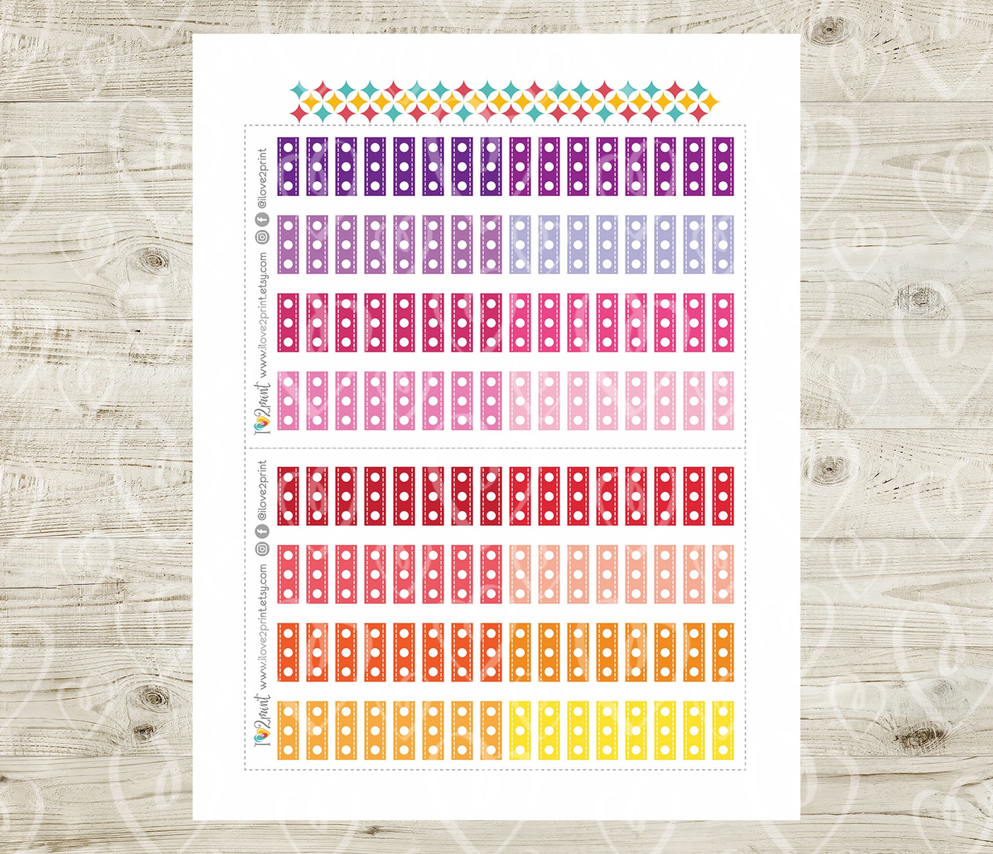 Half Checklist Stripes Planner Stickers Checklist Printable - Etsy