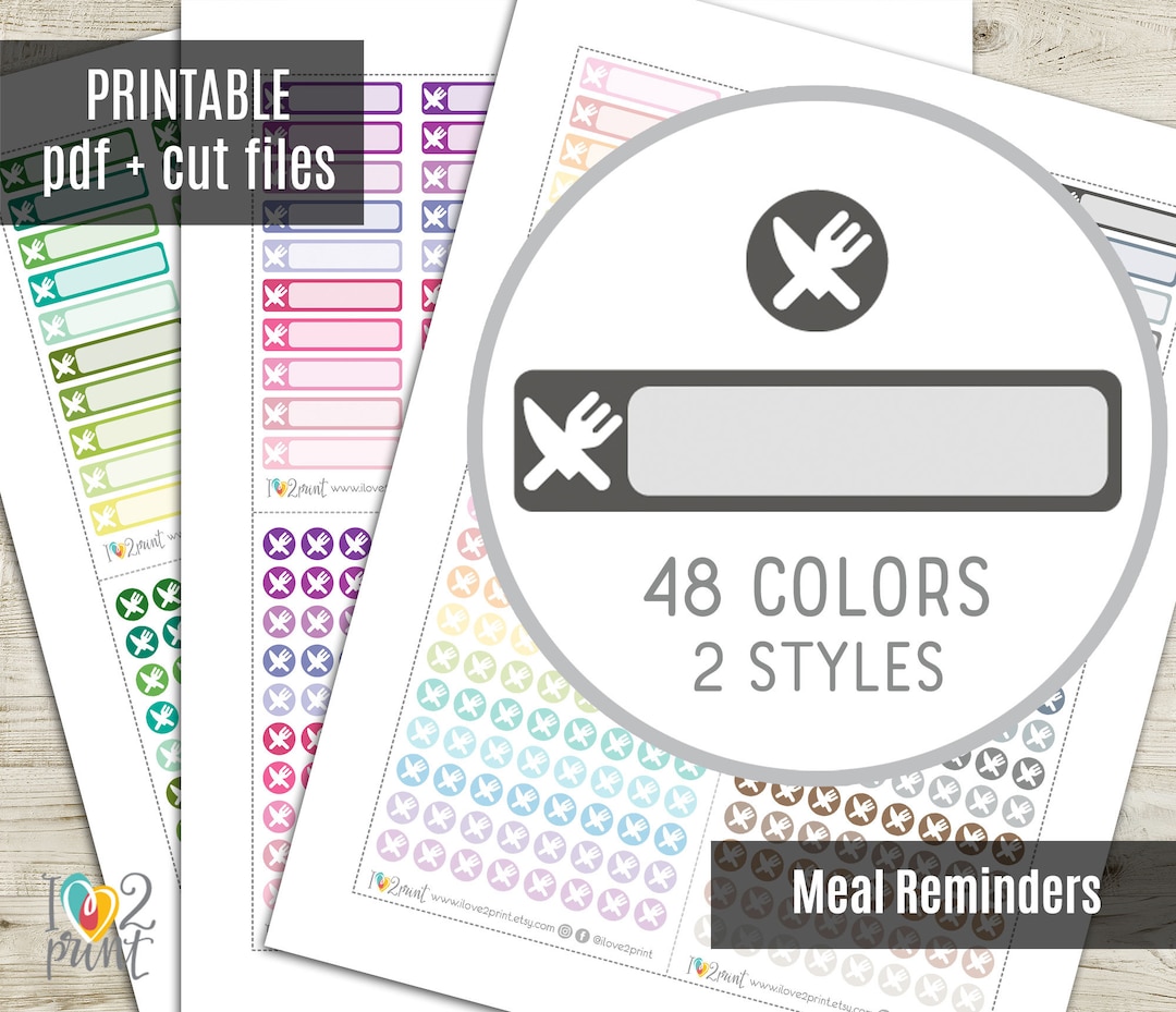 Meal Plan Reminders Printable Planner Stickers, Meal Prep Planner ...