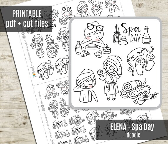 Planner Girl Spa Day DOODLE Planner Stickers Printable - Etsy