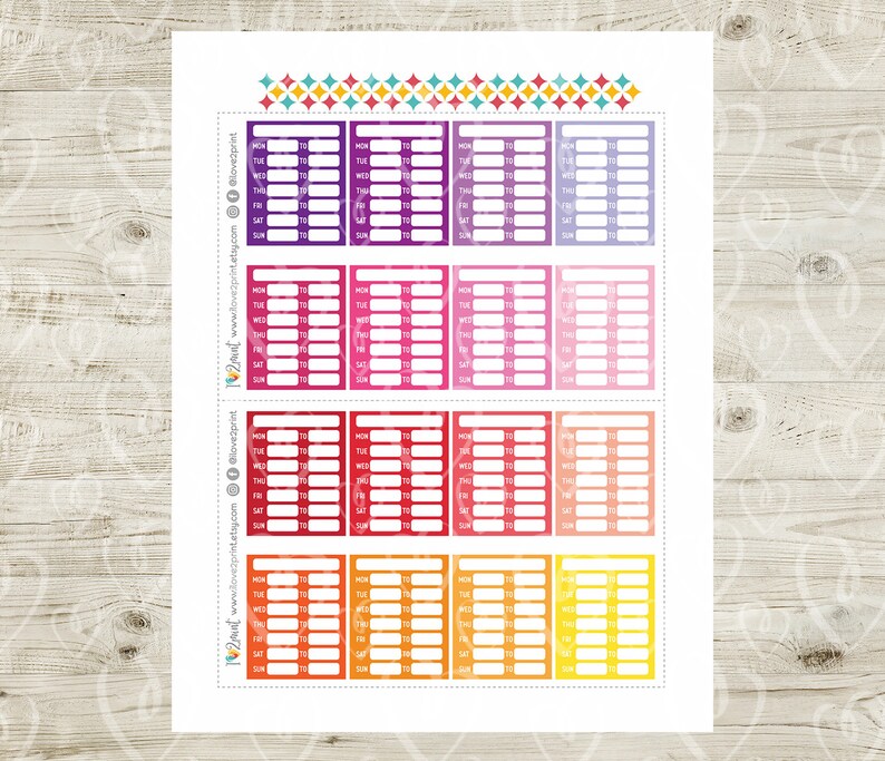 Weekly Schedule Planner Stickers Full Box Tracker Printable - Etsy