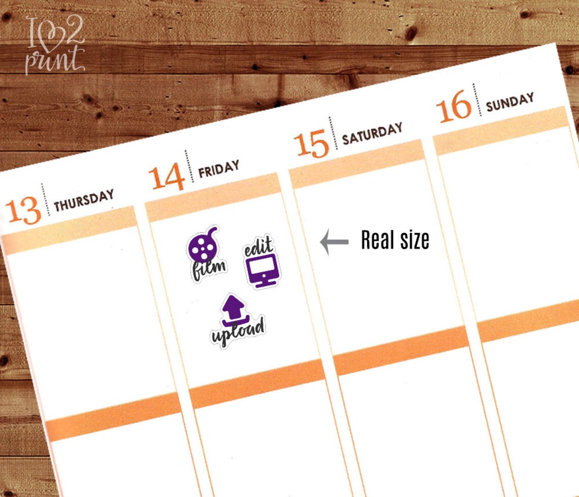 Vlogger Essentials Small Printable Planner Stickers Erin | Etsy