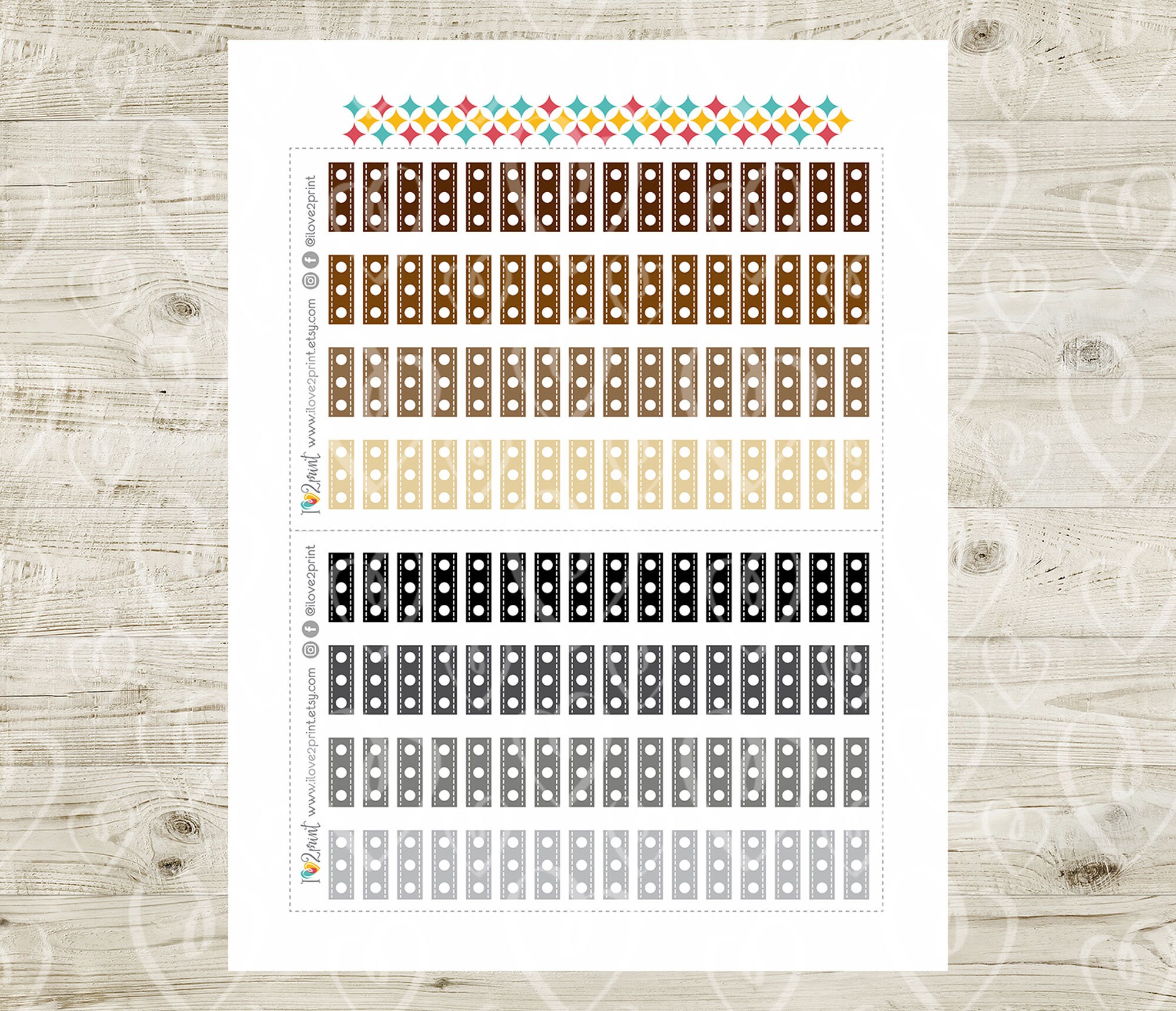 Half Checklist Stripes Planner Stickers Checklist Printable - Etsy