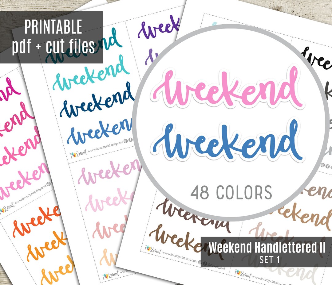 Hand Lettered Weekend Banner Printable Stickers, Erin Condren Planner ...