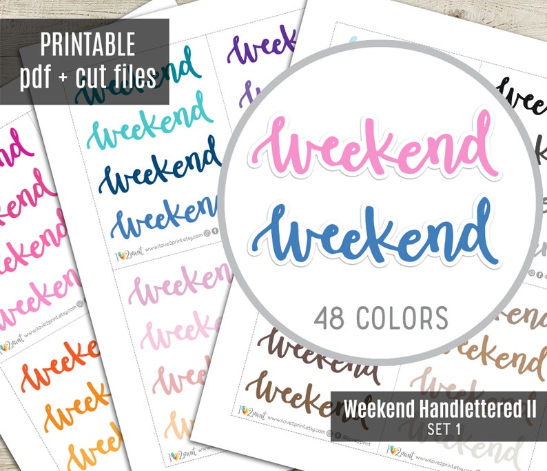 Hand Lettered Weekend Banner Printable Stickers Erin Condren - Etsy