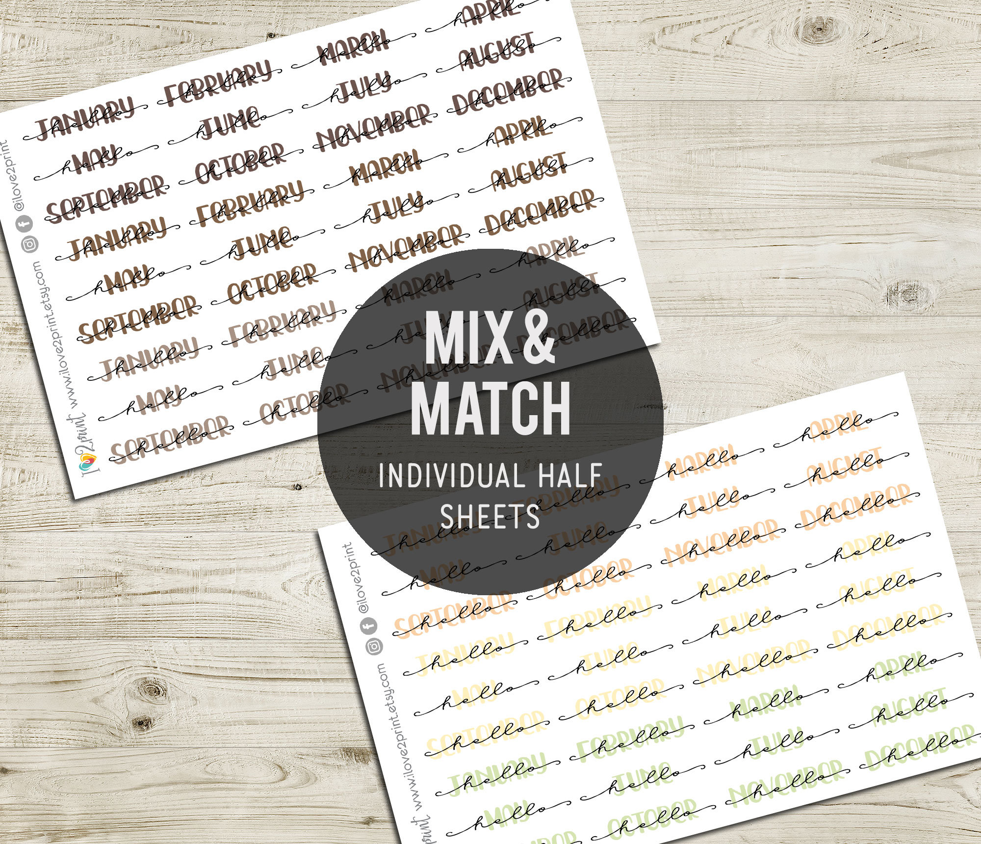 Hello Months Hand-lettered Planner Stickers Pastel Colors - Etsy