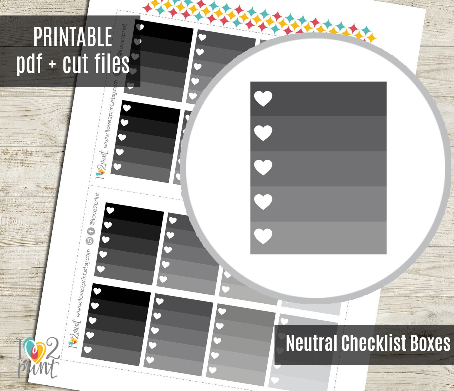 Neutral Full Boxes Printable Planner Stickers Vertical Erin - Etsy