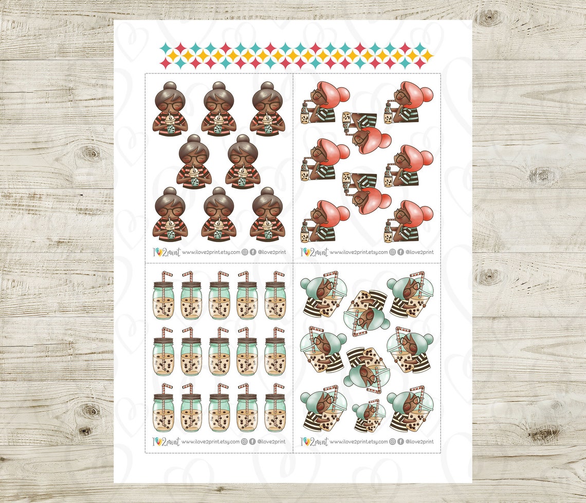 Elena Planner Girl Bubble Tea Color Boba Tea Elena Planner | Etsy