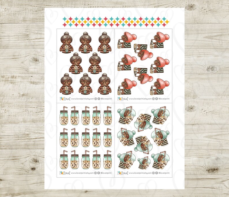 Elena Planner Girl Bubble Tea Color Boba Tea Elena Planner - Etsy