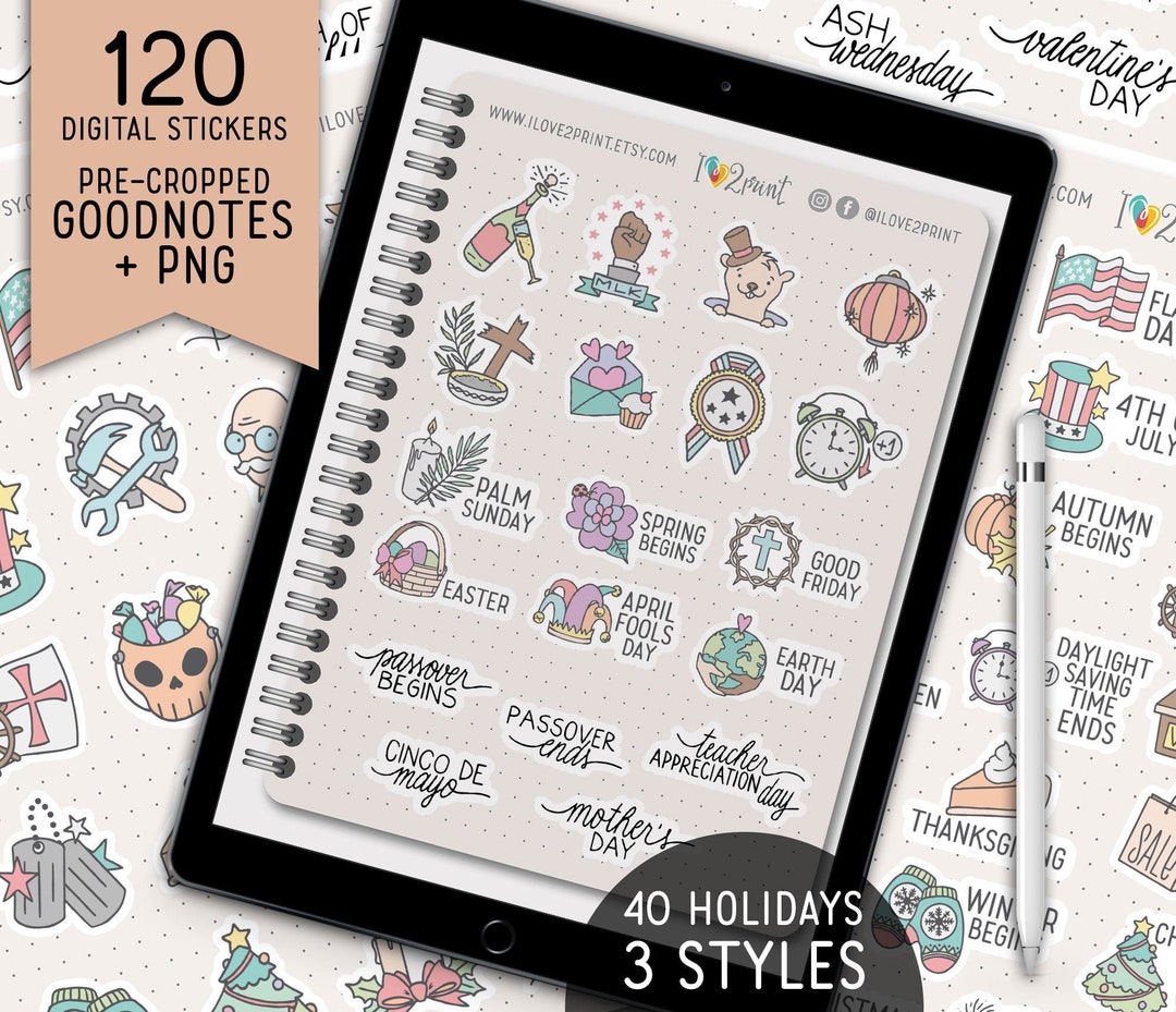 USA Holidays Goodnotes Sticker Book, Holidays Digital Stickers, Pre ...