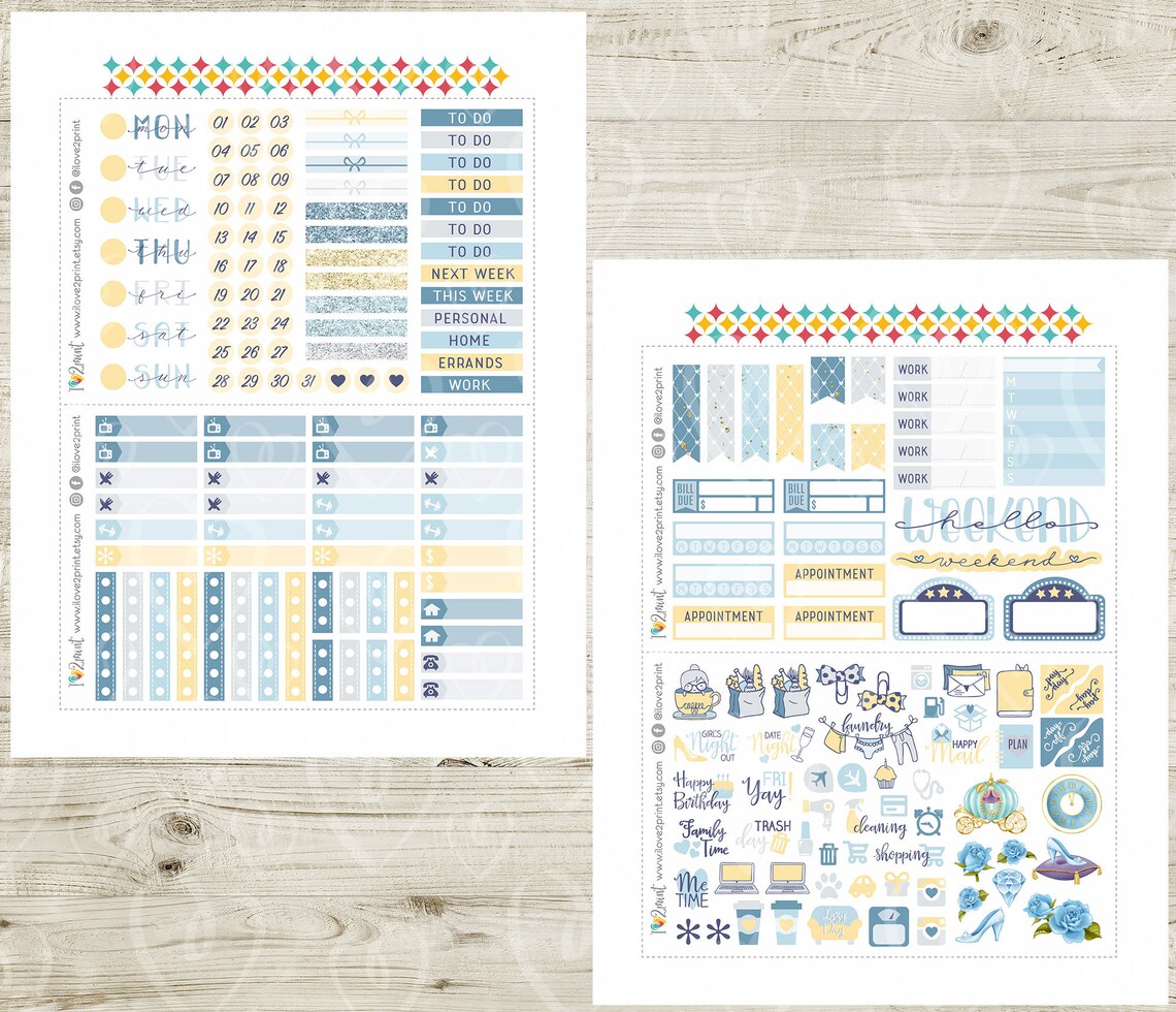 New Year Princess Weekly Printable Planner Stickers - Etsy