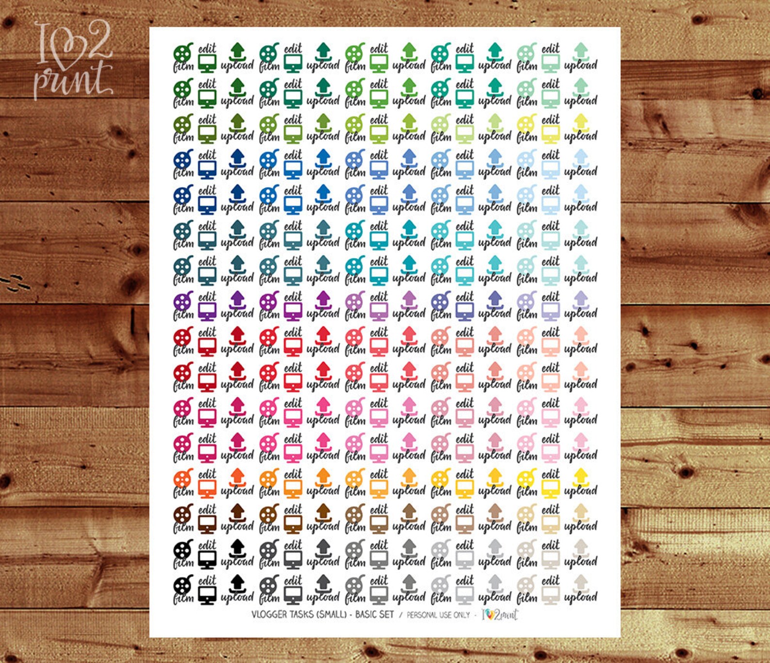 Vlogger Essentials Small Printable Planner Stickers Erin | Etsy