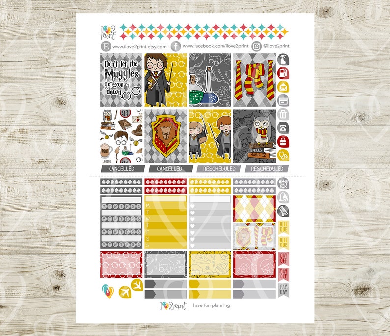 Wizard School I Weekly Printable Planner Stickers Erin | Etsy