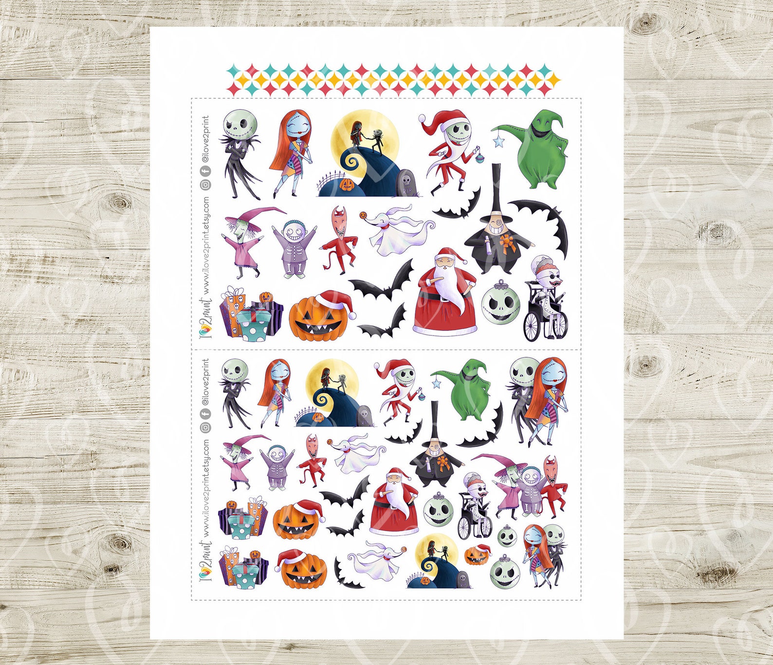 Nightmare Deco Planner Stickers Halloween Printable Stickers | Etsy