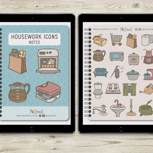 Housework Icons Goodnotes Sticker Book, Clean Digital Stickers, Pre ...