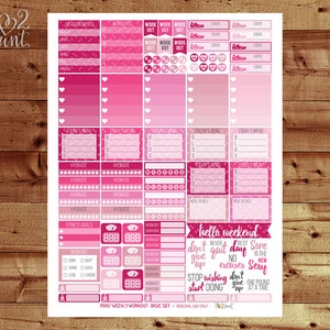 Pink Fitness Weekly Printable Planner Stickers, EC Planner Stickers ...