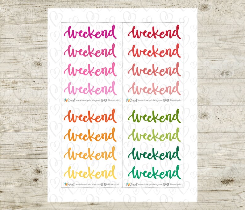 Hand Lettered Weekend Banner Printable Stickers Erin Condren - Etsy
