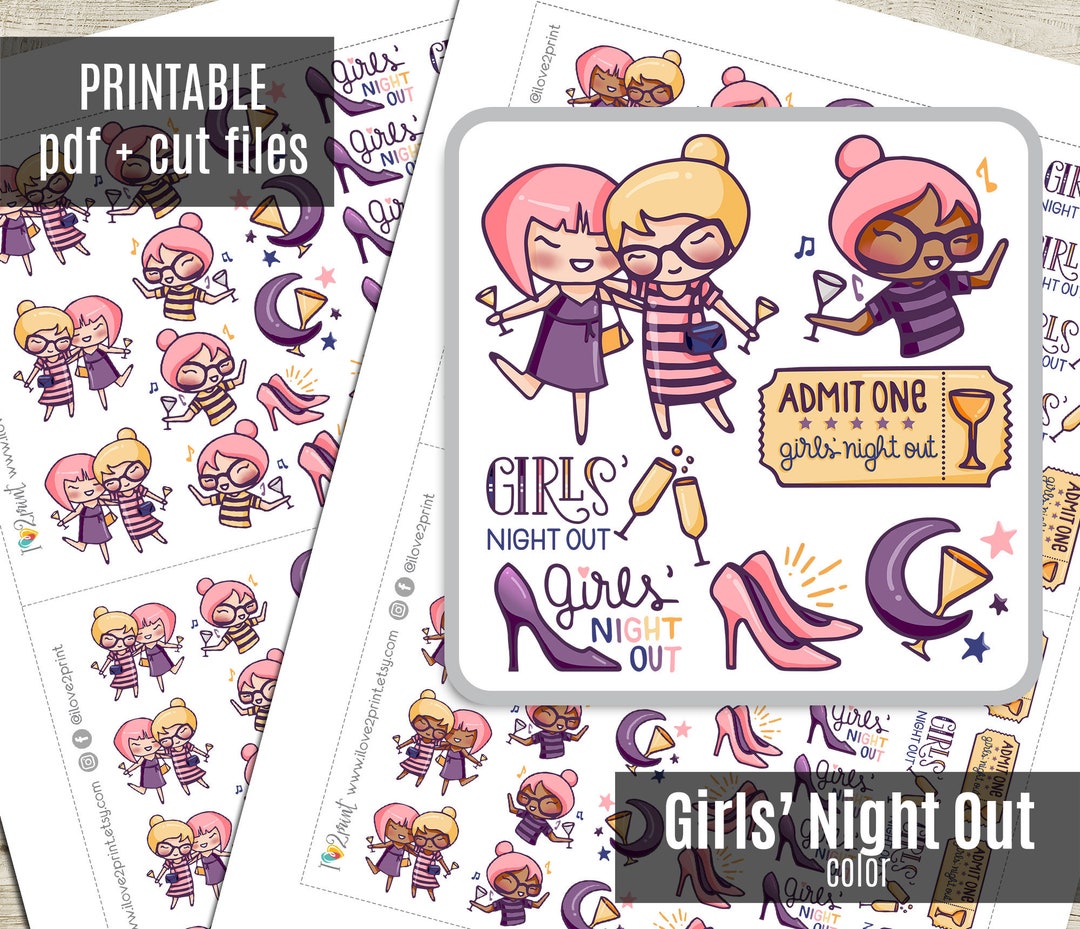 Planner Girl Girls' Night Out COLOR Planner Stickers, Printable ...