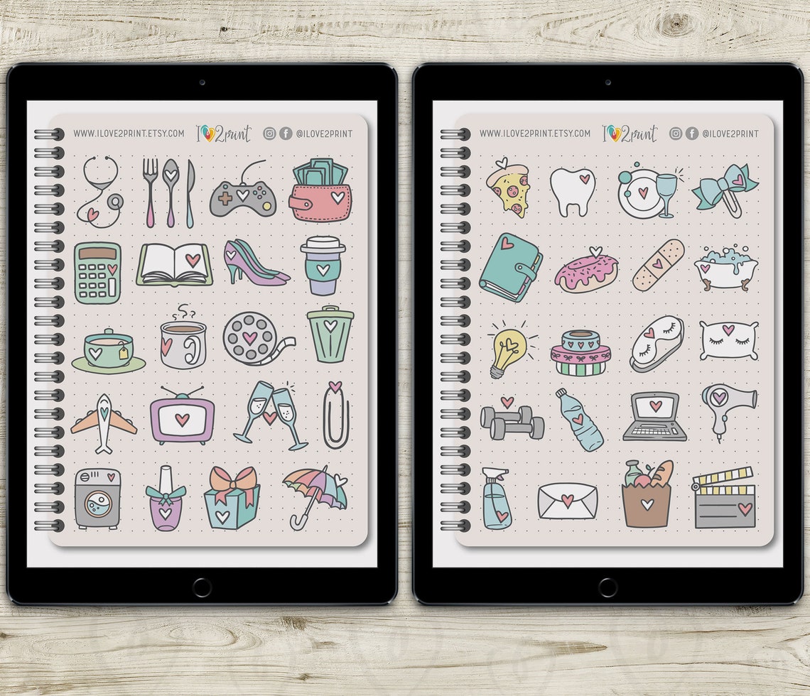 Planner Icons Goodnotes Sticker Book Cute Icons Digital - Etsy