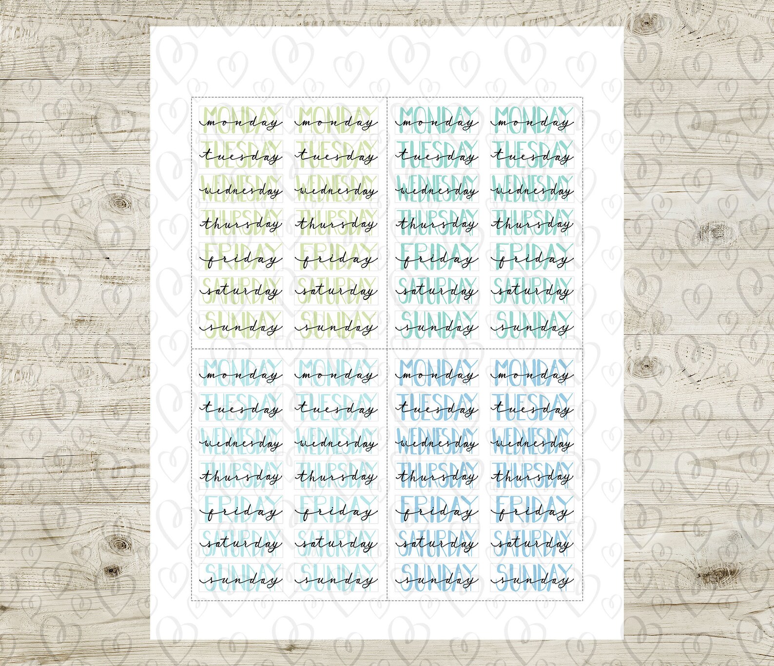 Week Headers Hand-lettered Planner Stickers PASTEL Week | Etsy