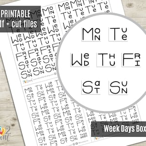 Week Boxes Planner Stickers, Box Week Days Script Words Printable ...