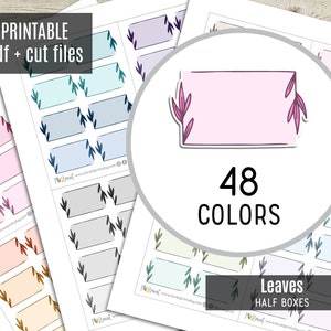 Leaves Half Box Planner Stickers, Half Box Printable Stickers, Washi ...
