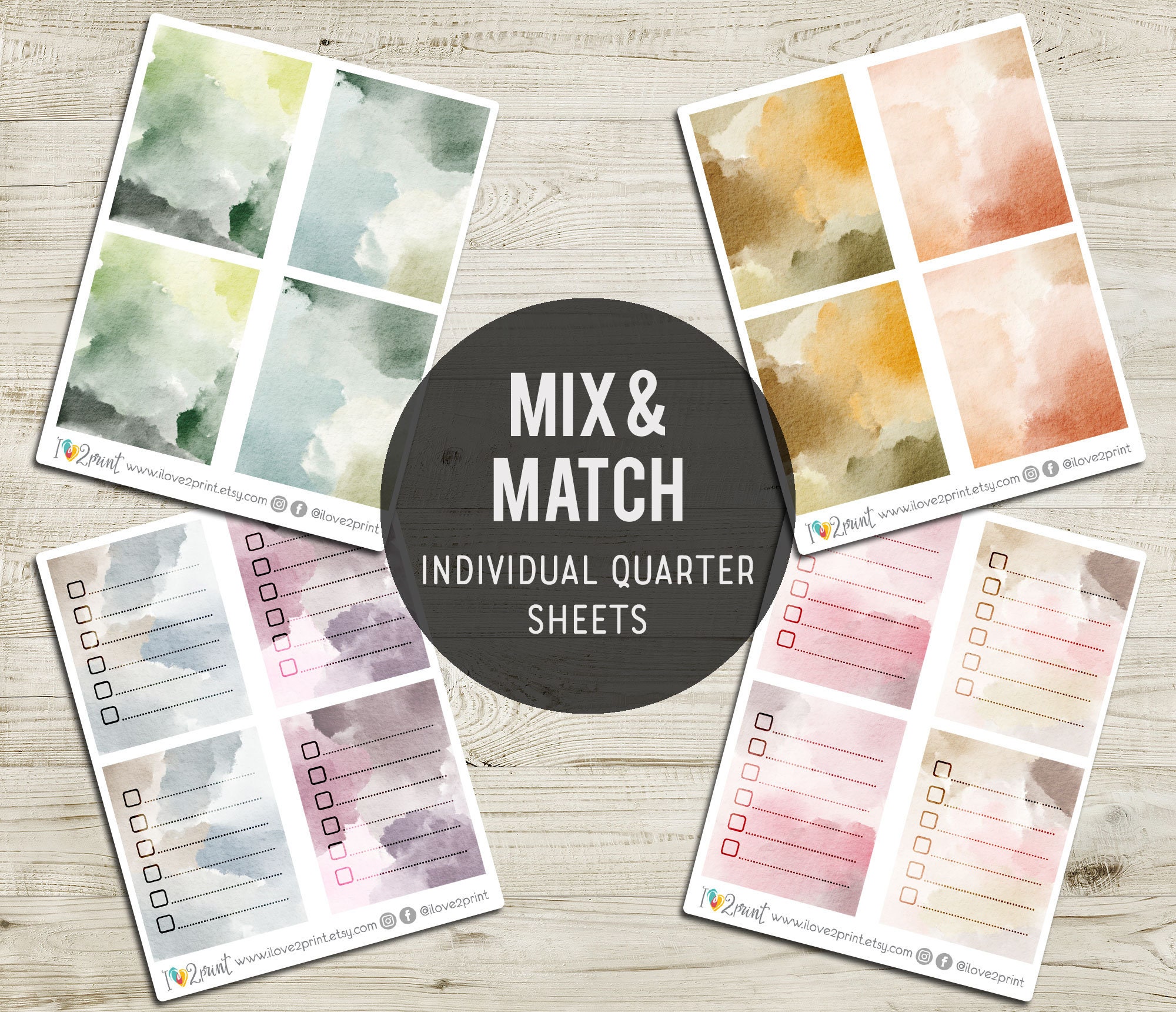 Watercolor Full Box Checklist Boxes Planner Stickers Notes - Etsy