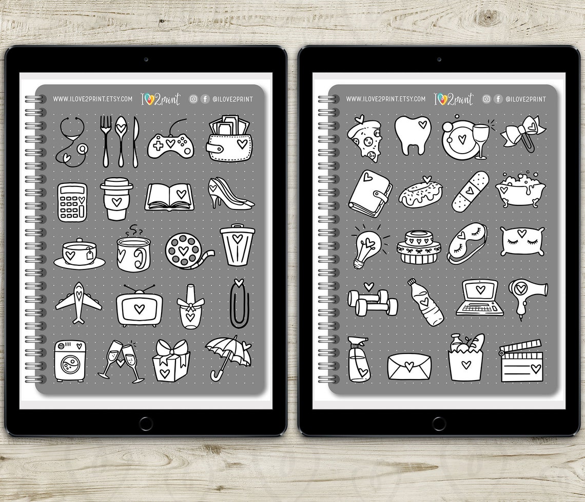 Planner Icons Goodnotes Sticker Book Cute Icons Digital - Etsy